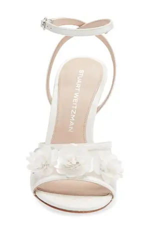 STUART WEITZMAN Floral Appliqué Ankle Strap Sandal