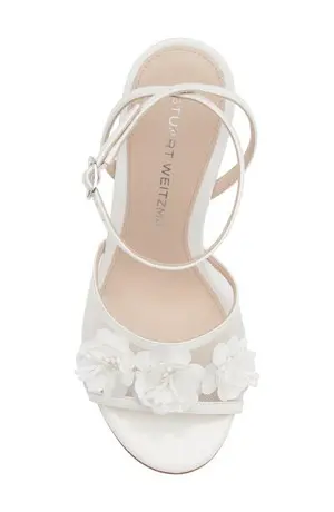 STUART WEITZMAN Floral Appliqué Ankle Strap Sandal
