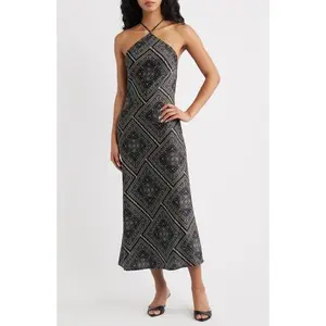 Lulus Tate Bandana Print Midi Dress