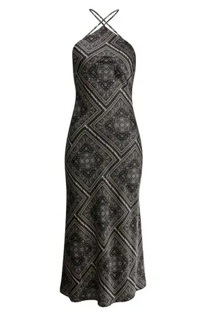 Lulus Tate Bandana Print Midi Dress