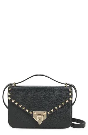 Valentino Garavani Small Rockstud Leather Shoulder Bag - Black