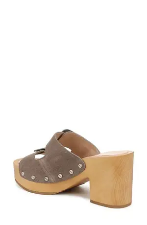 Veronica Beard Halifax-2 Leather Slide Sandal - Bark Suede