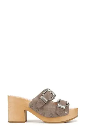 Veronica Beard Halifax-2 Leather Slide Sandal - Bark Suede