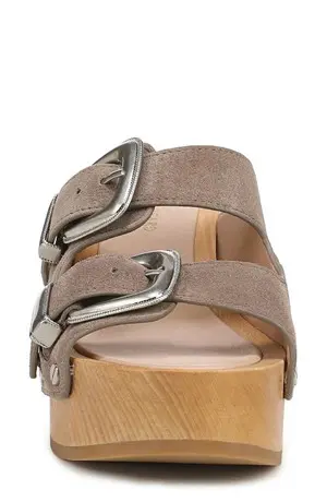 Veronica Beard Halifax-2 Leather Slide Sandal - Bark Suede