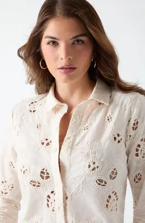 Guess Lenora Embroidered Eyelet Crop Top