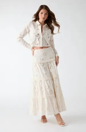 Guess Lenora Embroidered Eyelet Crop Top