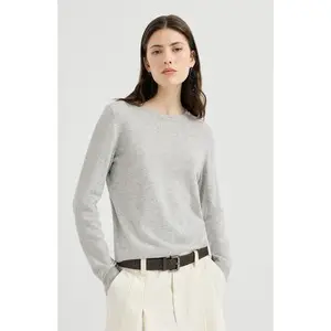 Brunello Cucinelli Cashmere Sweater With Monili - Light Grey