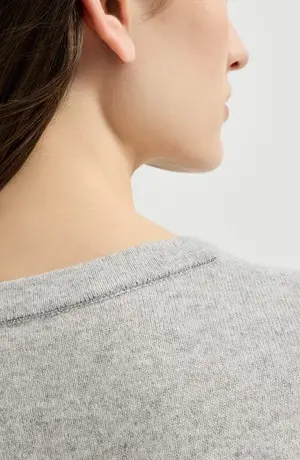 Brunello Cucinelli Cashmere Sweater With Monili - Light Grey