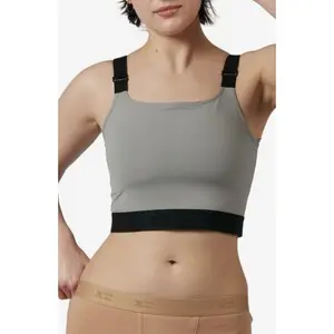 TOMBOYX Compression Plus Crop Top With Adjustable Straps - Ultimate Gray