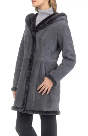Gorski Genuine Shearling Parka With Whipstitch Trim