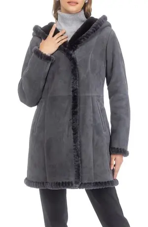 Gorski Genuine Shearling Parka With Whipstitch Trim