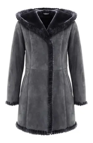 Gorski Genuine Shearling Parka With Whipstitch Trim
