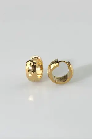 MEIDEYA Hammered Small Hoop Earrings - Gold