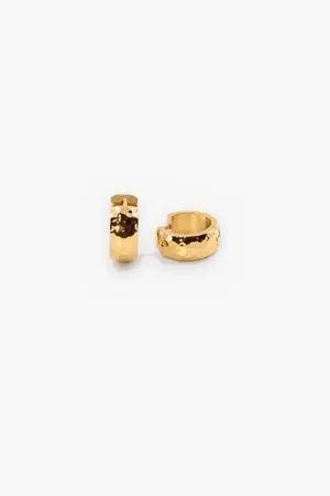 MEIDEYA Hammered Small Hoop Earrings - Gold