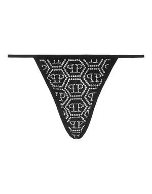Philipp Plein Thong All Over Plein Logo - Black