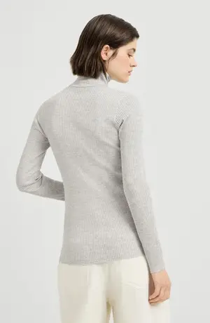 Brunello Cucinelli Ribbed Cashmere And Silk Blend Turtleneck Sweater - Light Grey