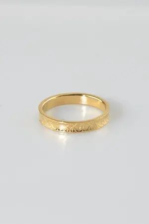 MEIDEYA Vintage Engraved Band Ring - Gold