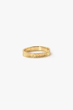 MEIDEYA Vintage Engraved Band Ring - Gold