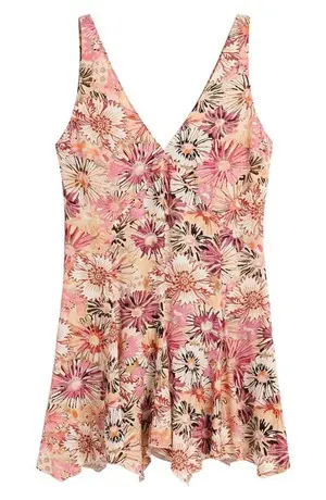 Desigual Floral Sleeveless Handkerchief Hem Minidress
