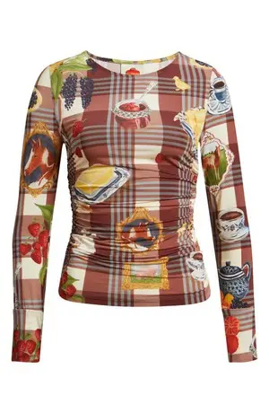 Farm Rio Country Table Tartan Ruched Top