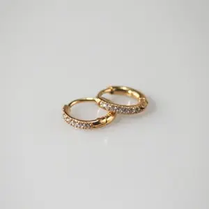 MEIDEYA Mini Pave Huggie Hoops - Gold