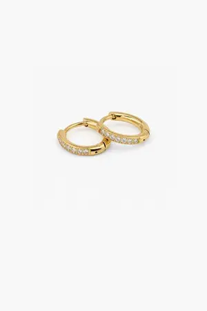 MEIDEYA Mini Pave Cubic Zirconia Huggie Hoop Earrings In 18k Plated Stainless Steel - Gold