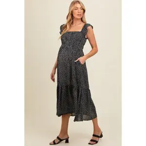 PINKBLUSH Ruffle Strap Smocked Floral Midi Dress