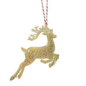 BY SHAX Sparkly Large Reindeer Ornament - Gold