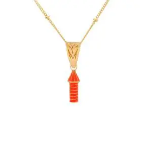 APRÈS YOUTH Gold / Orange Rocket Enamel Necklace Orange - Gold/orange