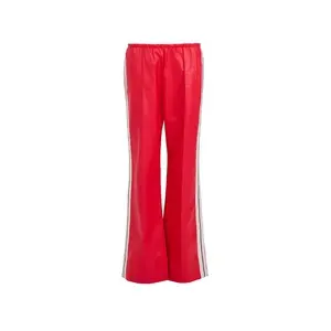 MOV Perfect Suit Pants — Straight-leg Vegan Leather With Side Stripes In Bold - Red