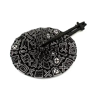 BIJOUCREATES Black / Grey / White Hand Fan Black & White Geometric - Black/grey/white