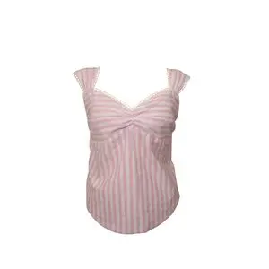MUDA CLOTHING FZ LLC Pink / White Jennifer Pink And White Stripe Top - Pink/white