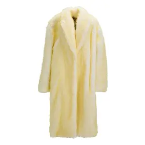 MOV Dramatic Oversized Fur Coat — Vegan Fur With Wild Artistic Lining In Daring - Yellow