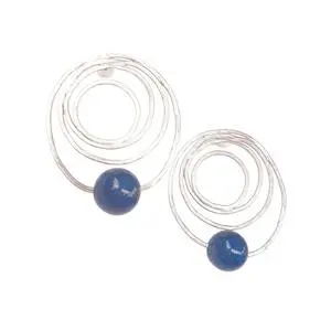 WAY TO CHIC Blue / Silver Modern Earrings With Blue Agate - Blue/silver