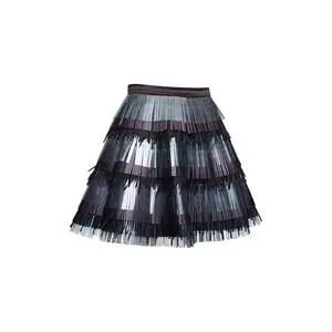 MOV Eco-chic Fringe Mini A-line Skirt – Sustainable Style Redefined - Black