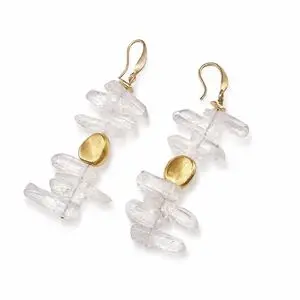 WAY TO CHIC Gold Plated Crystal Quartz Dangle Earrings - White/gold