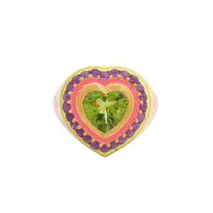 APRÈS YOUTH Firework Heart Ring - Gray/pink/yellow