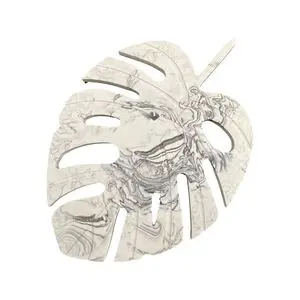 BY SHAX Monstera Leaf Marbled Tray - White