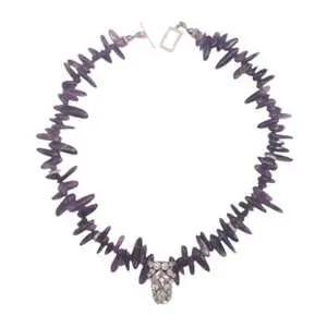 WAY TO CHIC Amethyst Necklace And Crystal Pendant - Purple