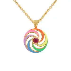 APRÈS YOUTH Catherine Spinning Enamel Necklace - Gray/red/yellow