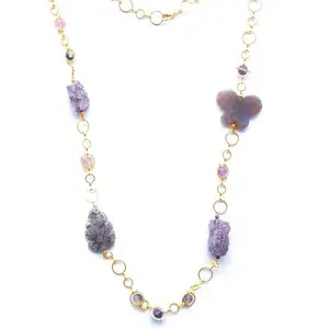 WAY TO CHIC Amethyst & Agate Chain Necklace
