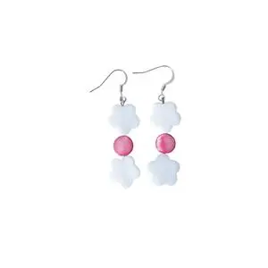 WAY TO CHIC White / Pink Pink Shell Earrings - White/pink