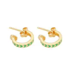 APRÈS YOUTH Gold / Green Spark Enamel Earrings Green - Gold/green