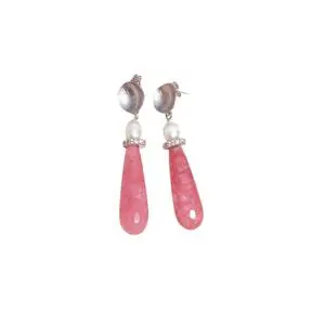 WAY TO CHIC Teardrop Agate With Freshwater Pearls - Pink