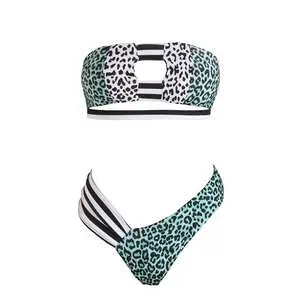 SANCHA THE BRAND Black / Green / White Saltu Savannah Bikini - Black/green/white