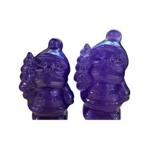 BY SHAX Sparkly Santa Figurine Pair - Purple