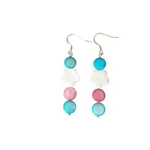 WAY TO CHIC Natural Shell Earrings - Blue/pink/white