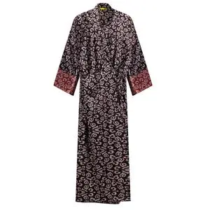 EMANMOON Patterned Satin Dress - Black