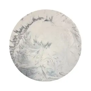 BY SHAX Round Marbled Tile - White