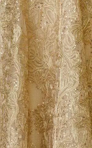 Naeem Khan Metallic Raffia Bustier Strapless Gown - Gold